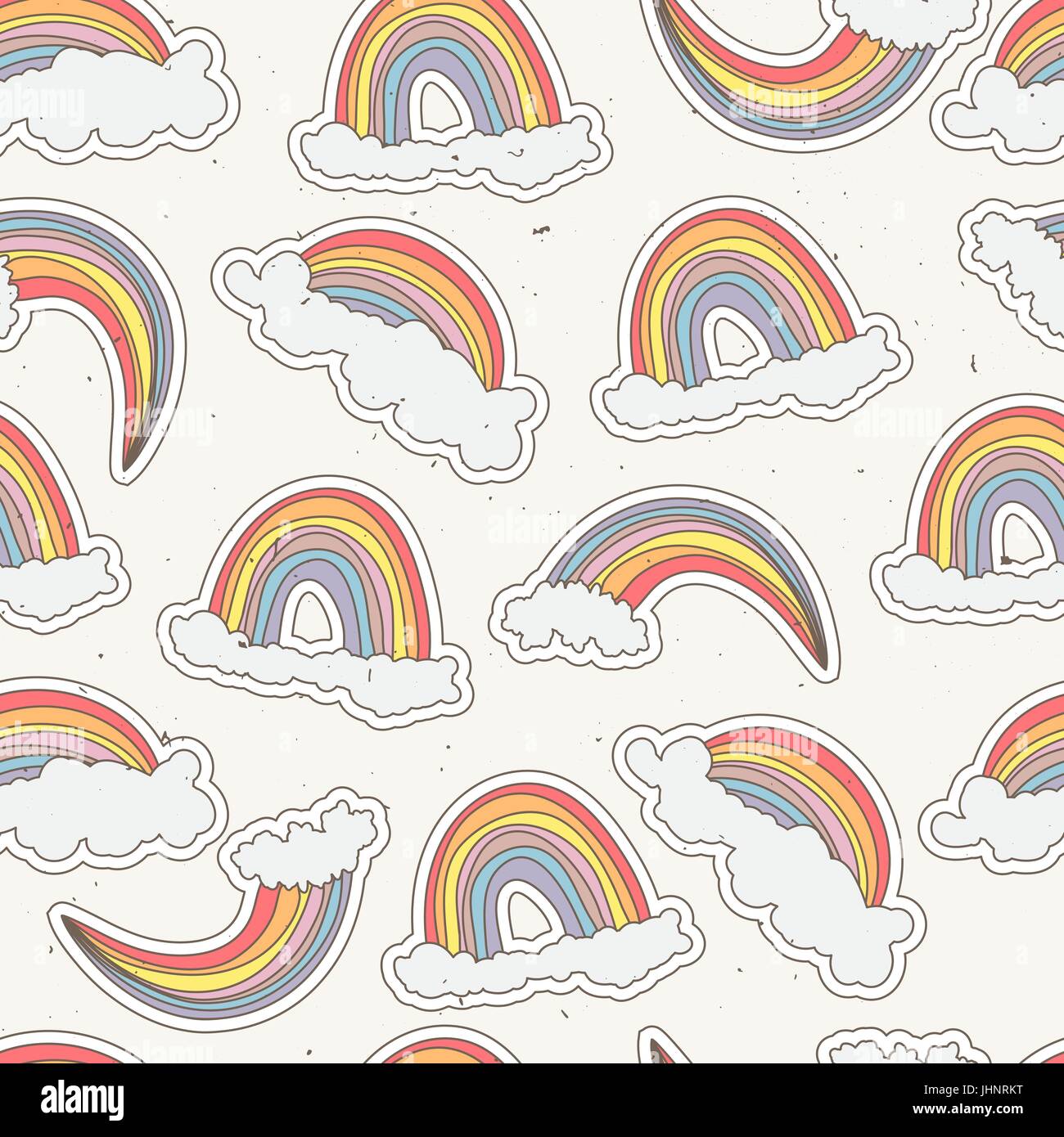 Cute rainbow seamless pattern. Sweet rainbow and clouds background ...