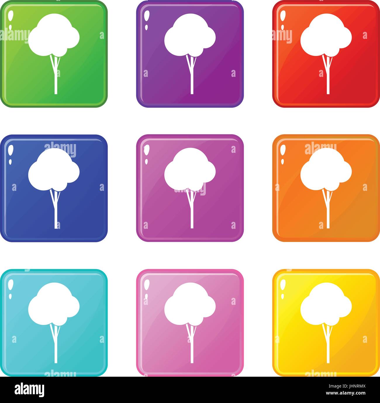 Fluffy tree icons 9 set Stock Vector Image & Art - Alamy