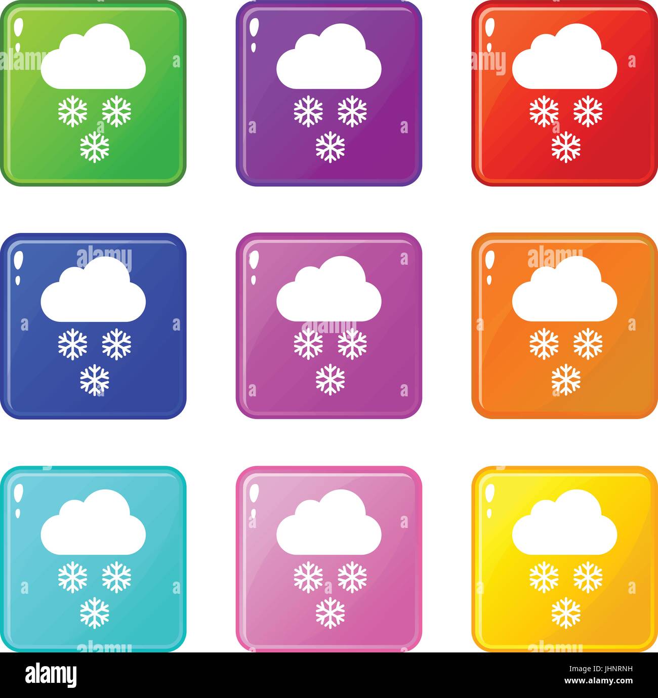 Cloud and snowflakes icons 9 set Stock Vector Image & Art - Alamy
