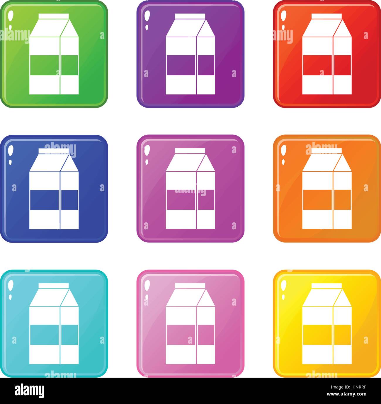 Box of milk icons 9 set Stock Vector Image & Art - Alamy