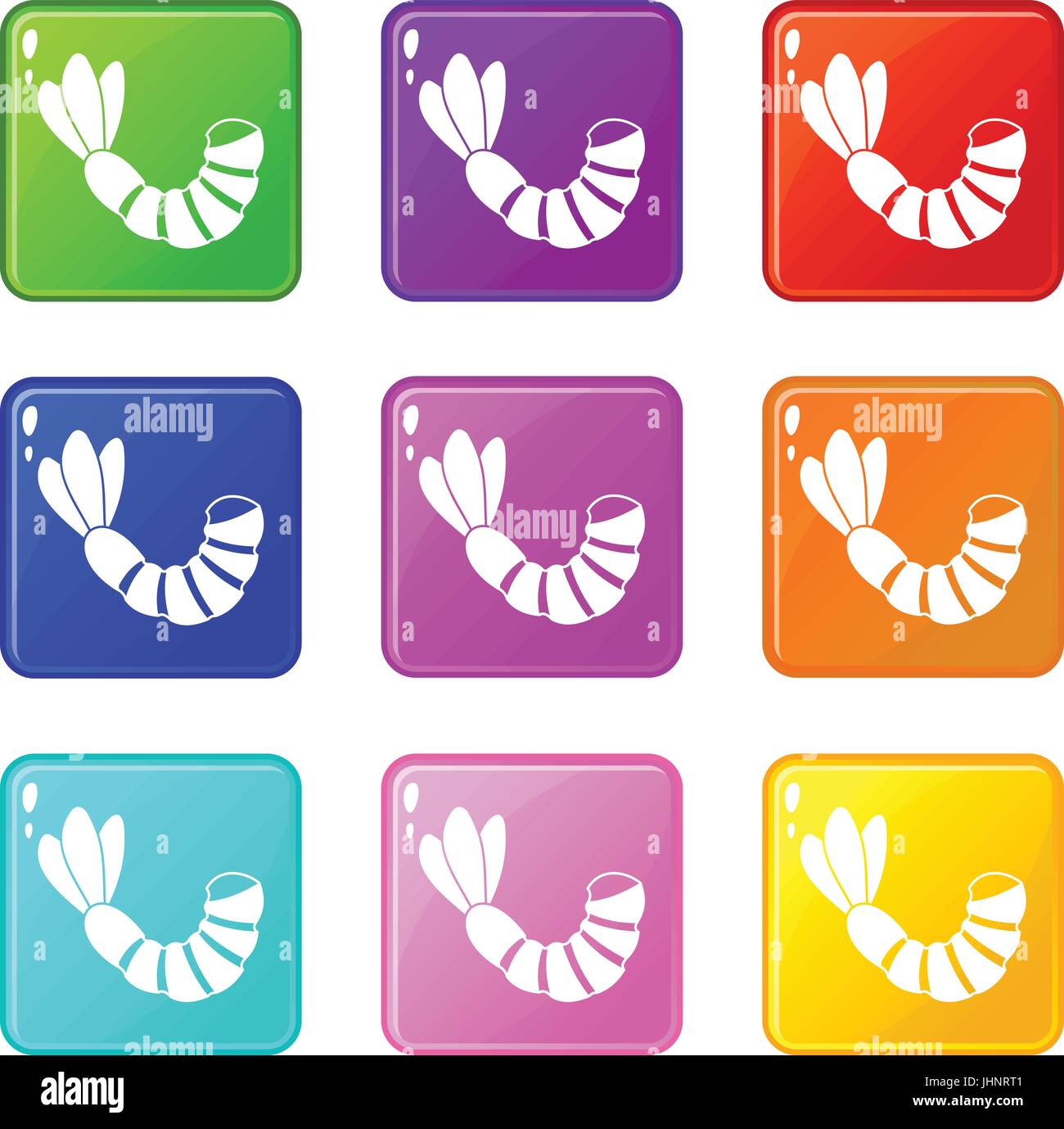 Shrimp icons 9 set Stock Vector Image & Art - Alamy
