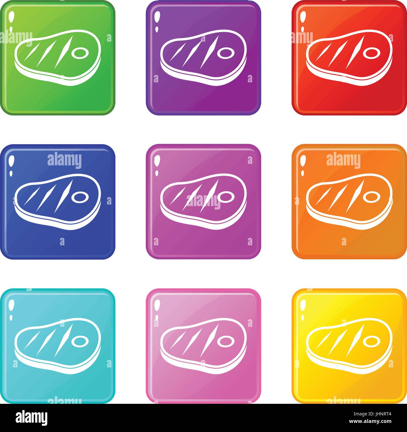 Meat steak icons 9 set Stock Vector Image & Art - Alamy