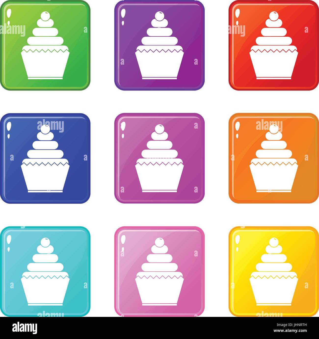 Cupcake icons 9 set Stock Vector Image & Art - Alamy