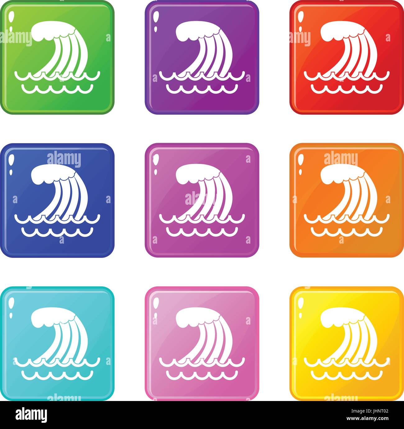 Tsunami wave icons 9 set Stock Vector Image & Art - Alamy