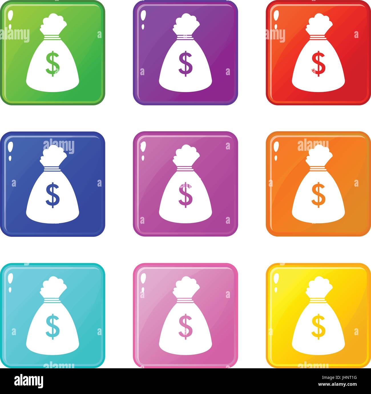 Money bag icons 9 set Stock Vector Image & Art - Alamy