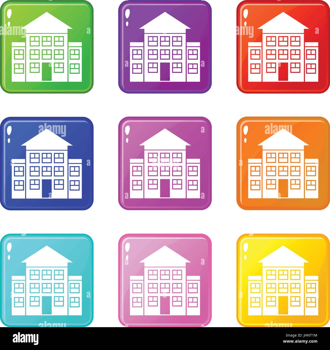 Bank building icons 9 set Stock Vector Image & Art - Alamy