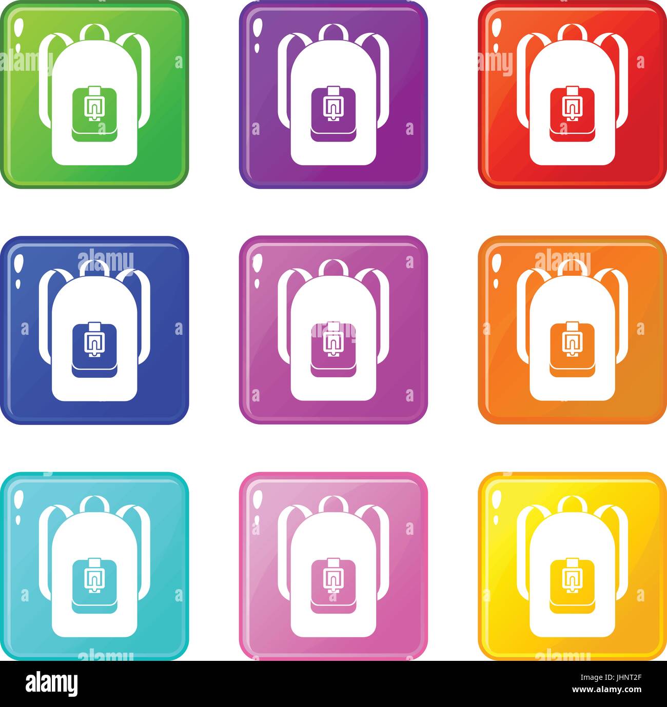 Backpack icons 9 set Stock Vector Image & Art - Alamy