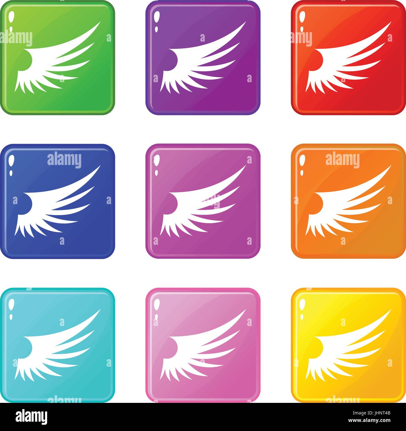 Wing icons 9 set Stock Vector Image & Art - Alamy