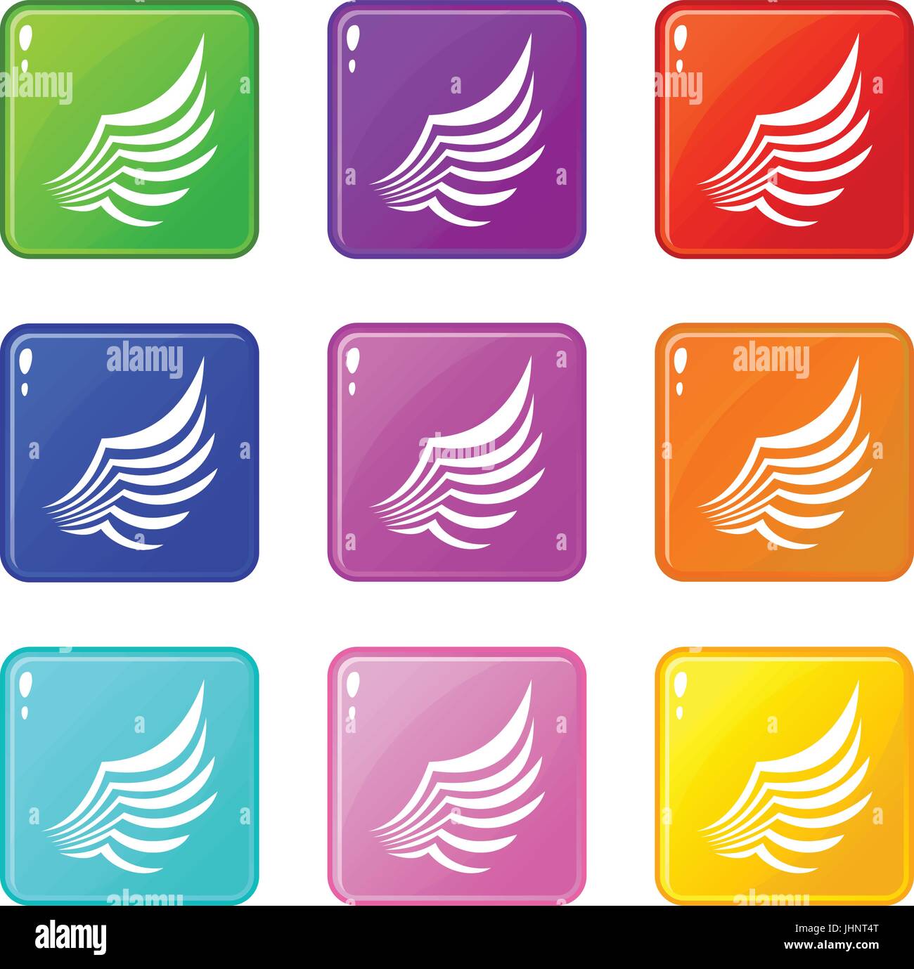 Wing icons 9 set Stock Vector Image & Art - Alamy