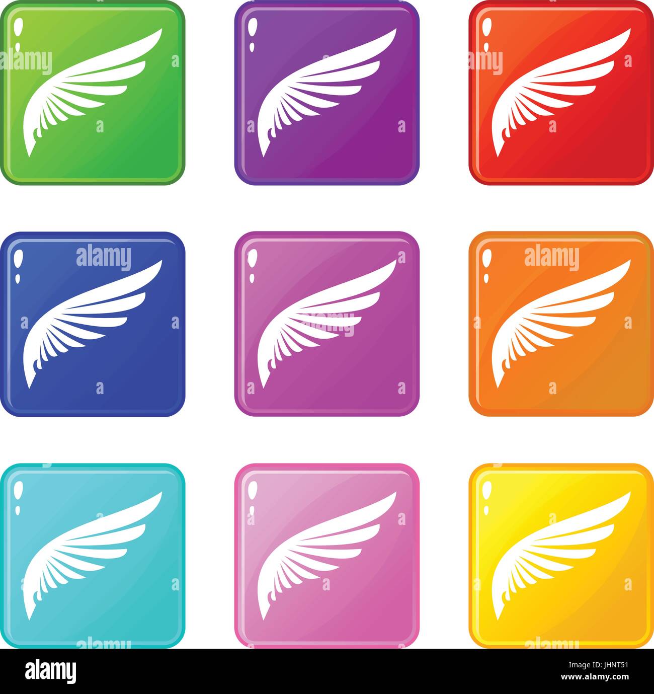 Wing icons 9 set Stock Vector Image & Art - Alamy