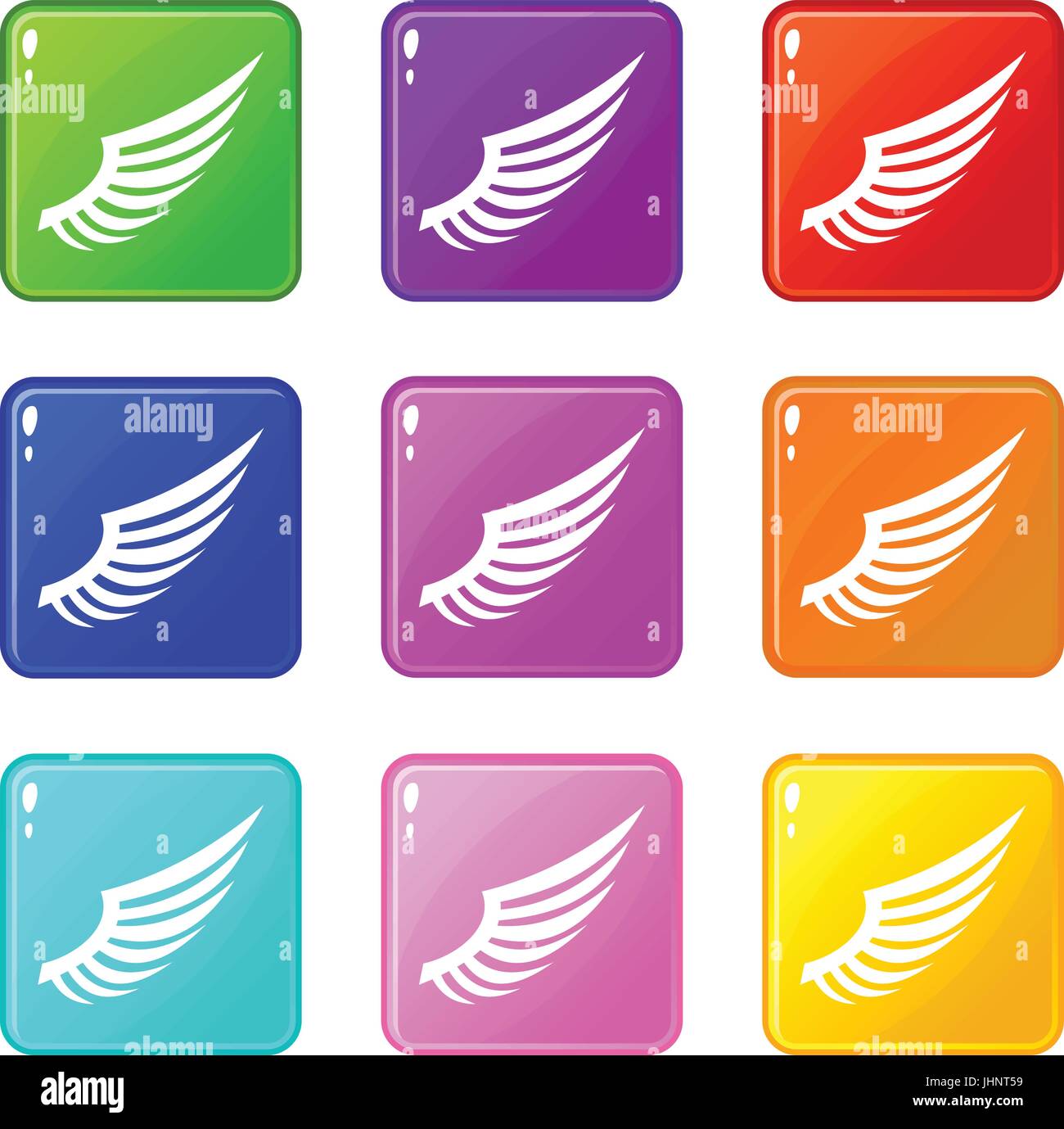 Wing icons 9 set Stock Vector Image & Art - Alamy