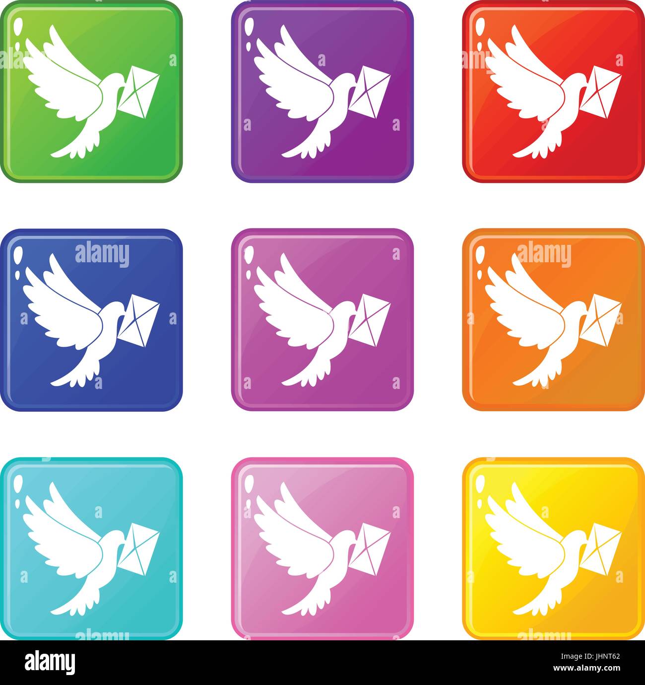 Dove carrying envelope icons 9 set Stock Vector Image & Art - Alamy