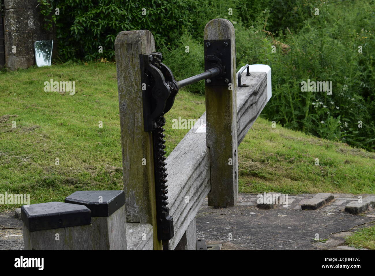 Canal lock gate Stock Photo - Alamy