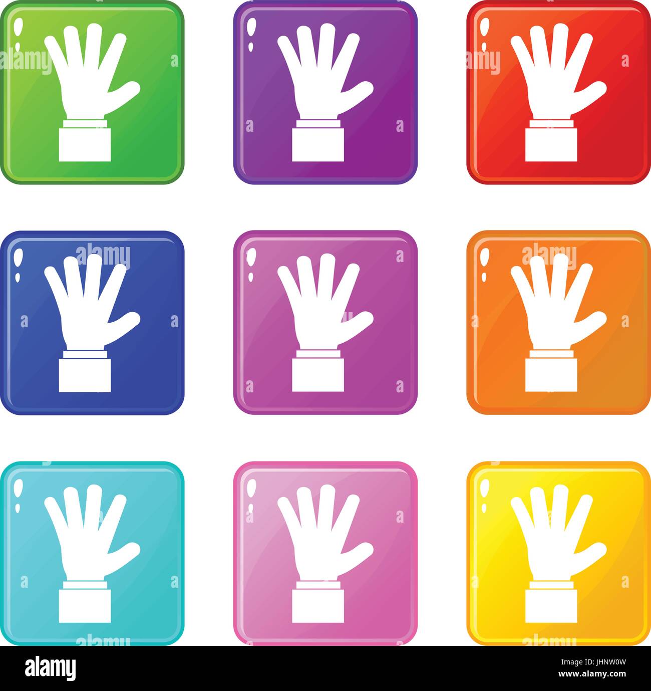 Hand showing five fingers icons 9 set Stock Vector Image & Art - Alamy