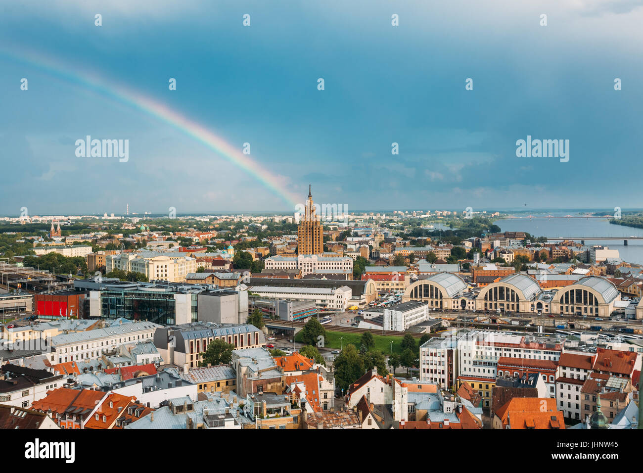 Riga, Latvia. Building of Latvian Academy of Sciences, built on model ...