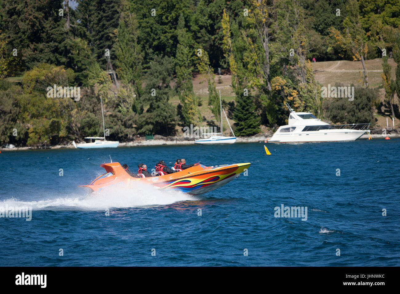 Jet Boat Ride, Queenstown, South Island, New Zealand Stock Photo - Alamy
