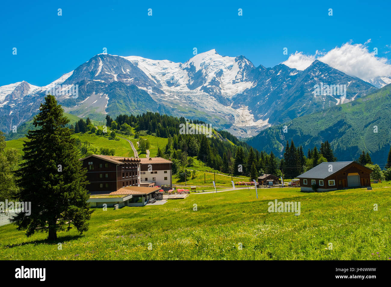 Panorama of Col du Voza with Mont Blanc, Les Houches, France Stock ...
