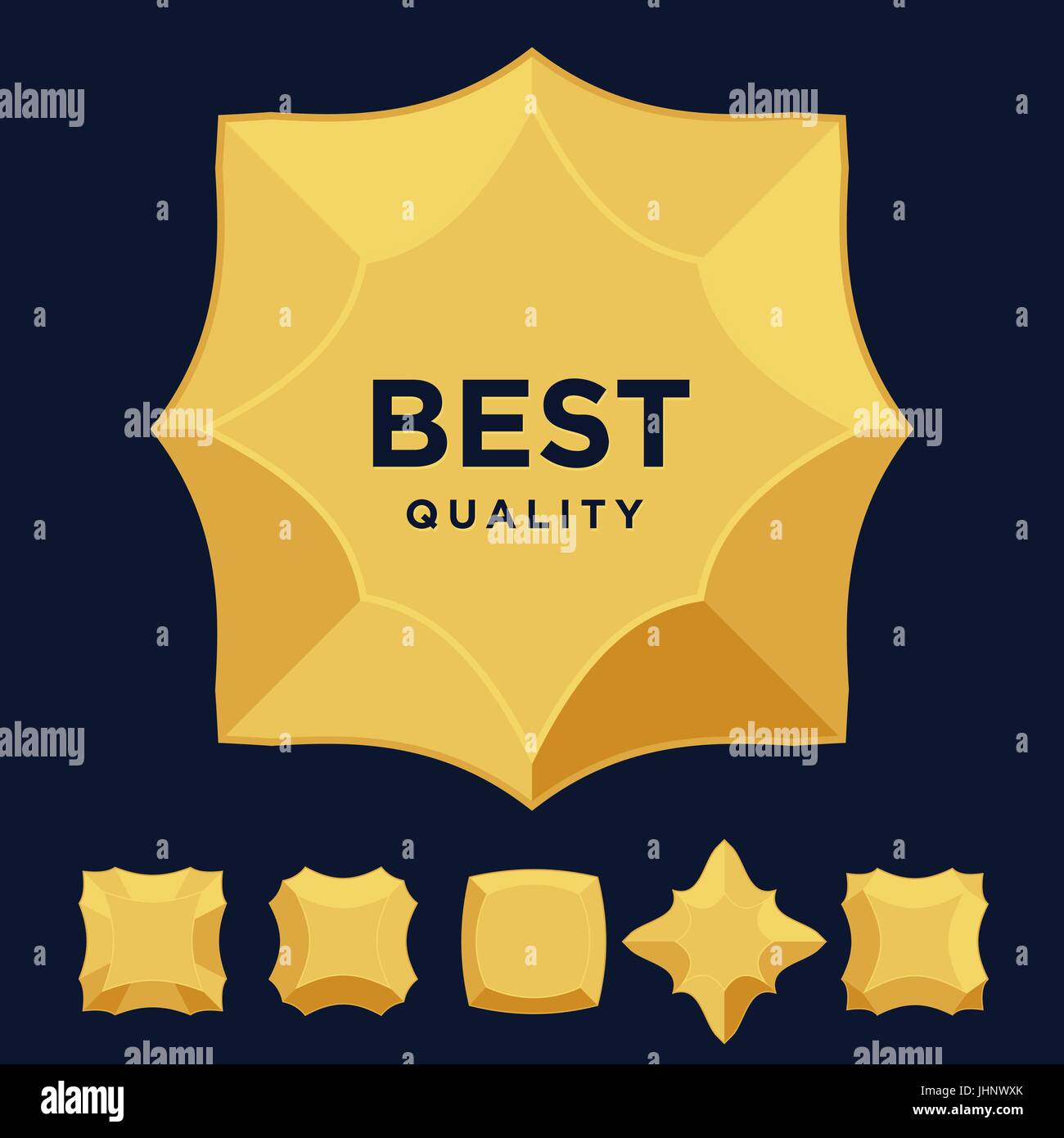 Gold star medal award best quality flat design set. Vector illustration ...