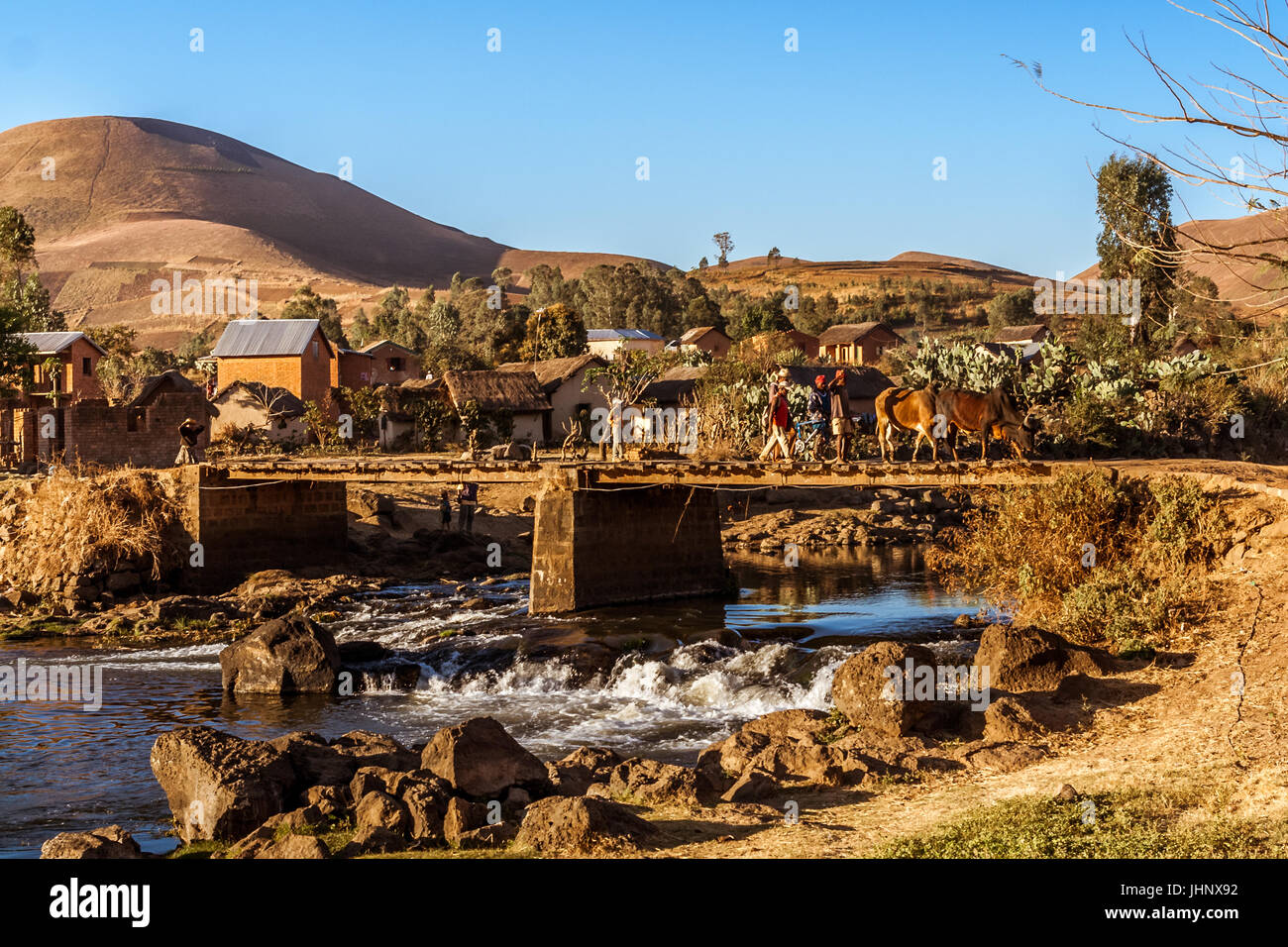 Typical village of Malagasy highlands near Ampefy, Madagascar on august ...