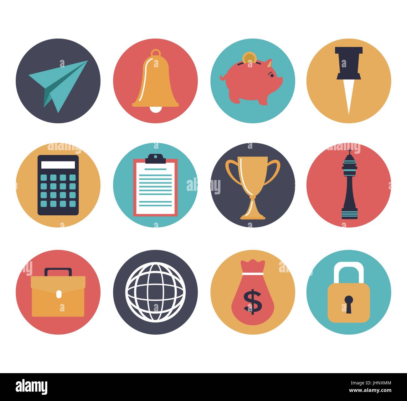 white background set icons investment and business office Stock Vector ...