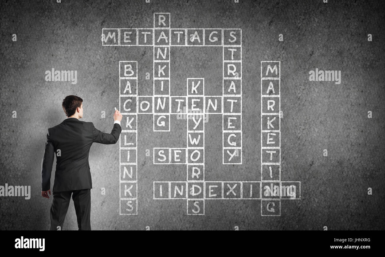 Seminar trainer draw on chalkboard Stock Photo - Alamy