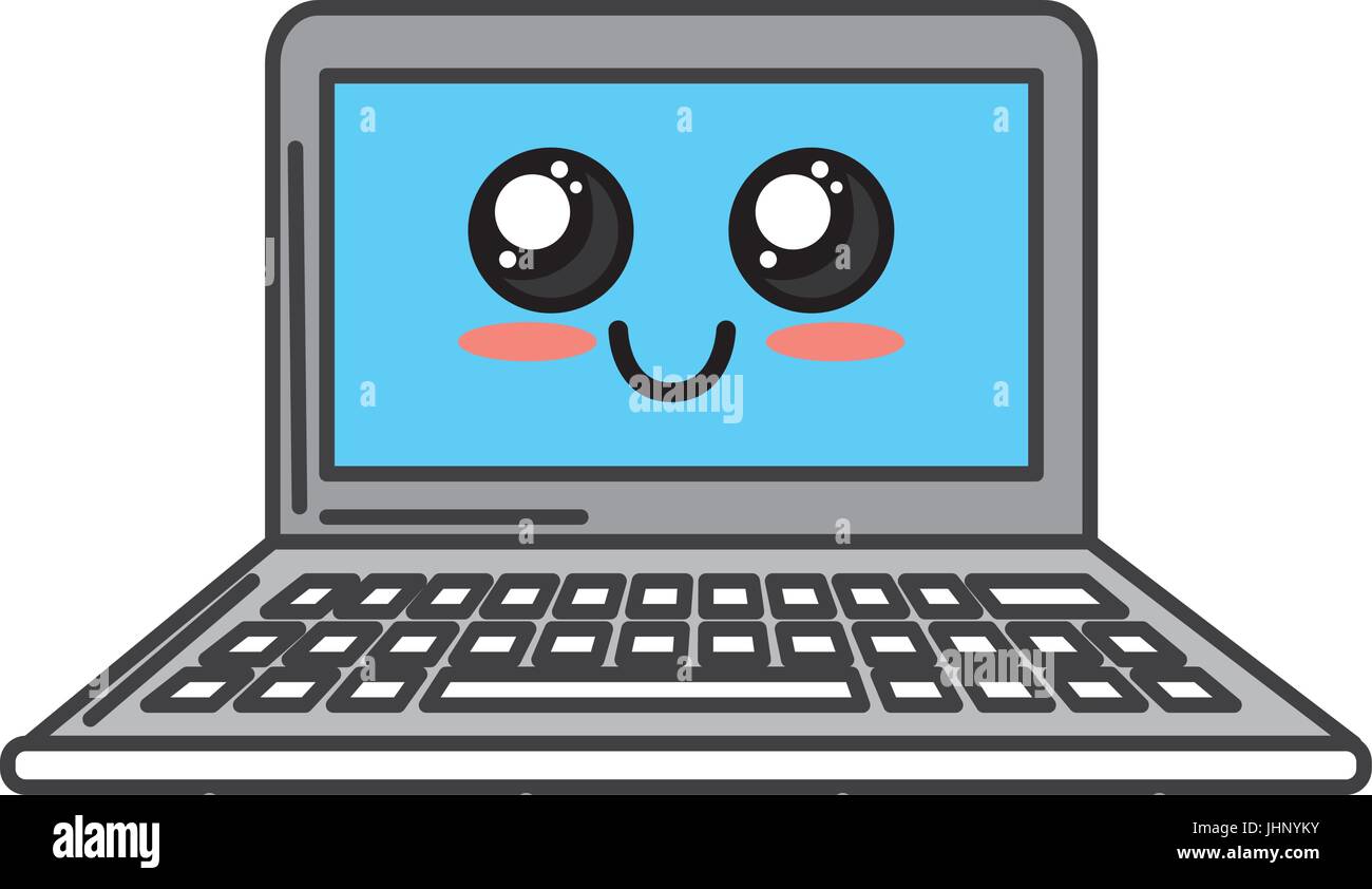 kawaii cute happy compueter technology Stock Vector Image & Art - Alamy