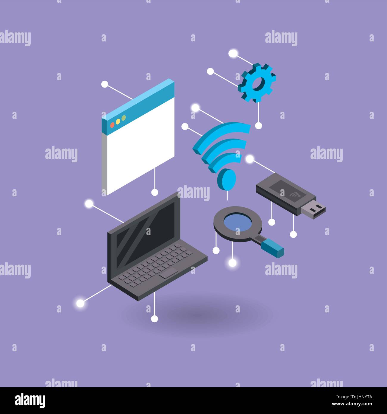 laptop technology with data service connect vector illustration Stock ...