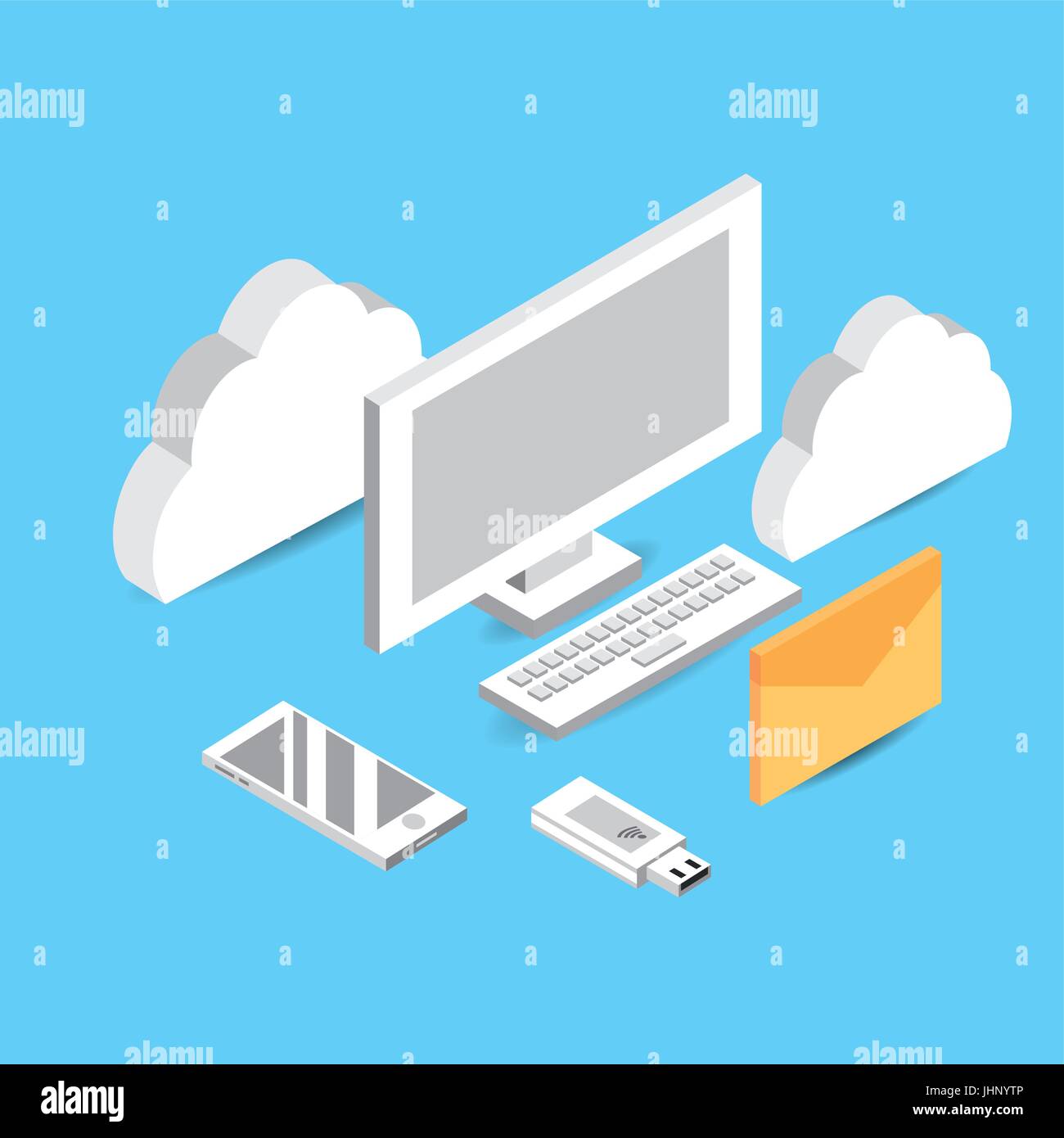 computer with cloud data service connect vector illustration Stock Vector Image & Art - Alamy