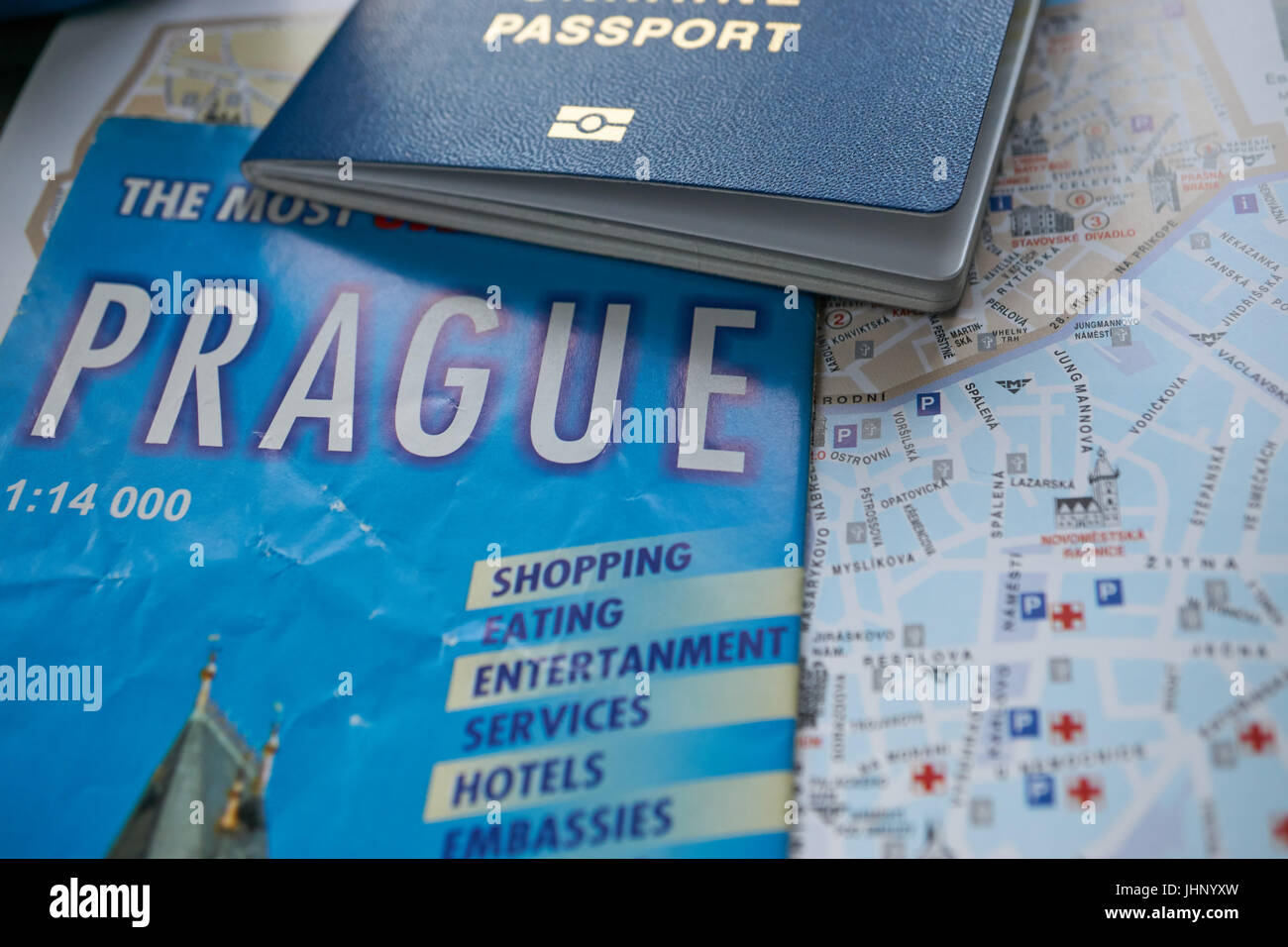 map of Prague attractions and reference and help information Stock ...