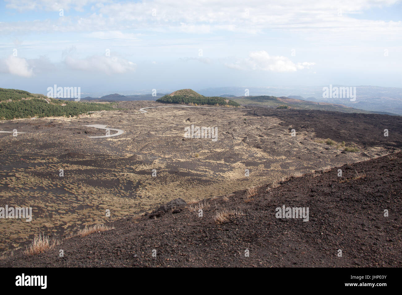 Sicily, Italy, Italia, Volcan Ethna, with lava fields from eruption and ...