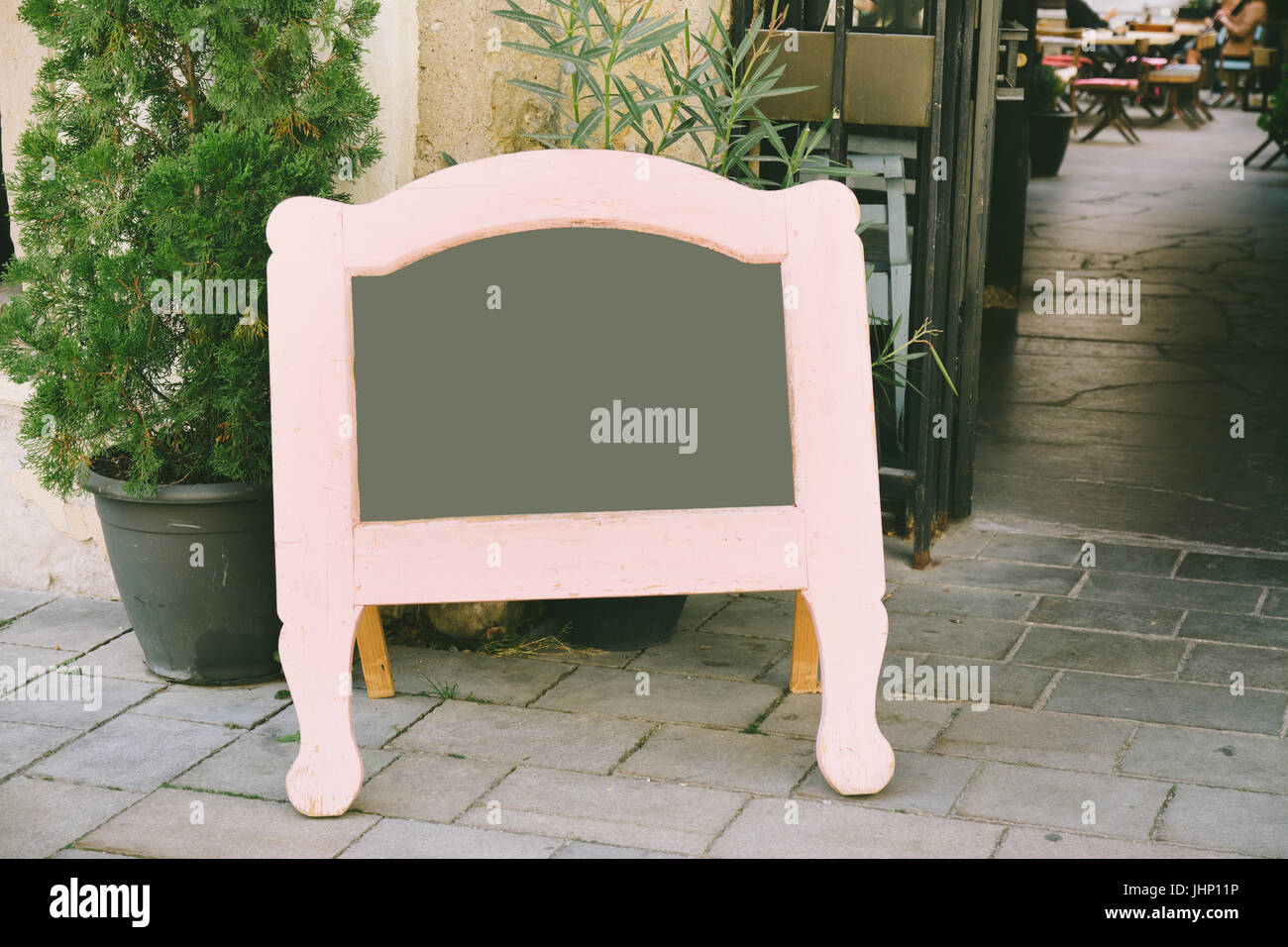 Blank Board menu, stand mock up, at the entrance of the restaurant ...