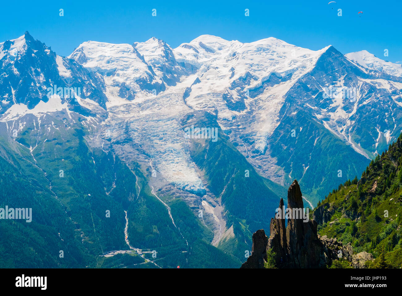 Panorama of Mont Blanc from Le Brevent, Chamonix, France Stock Photo ...
