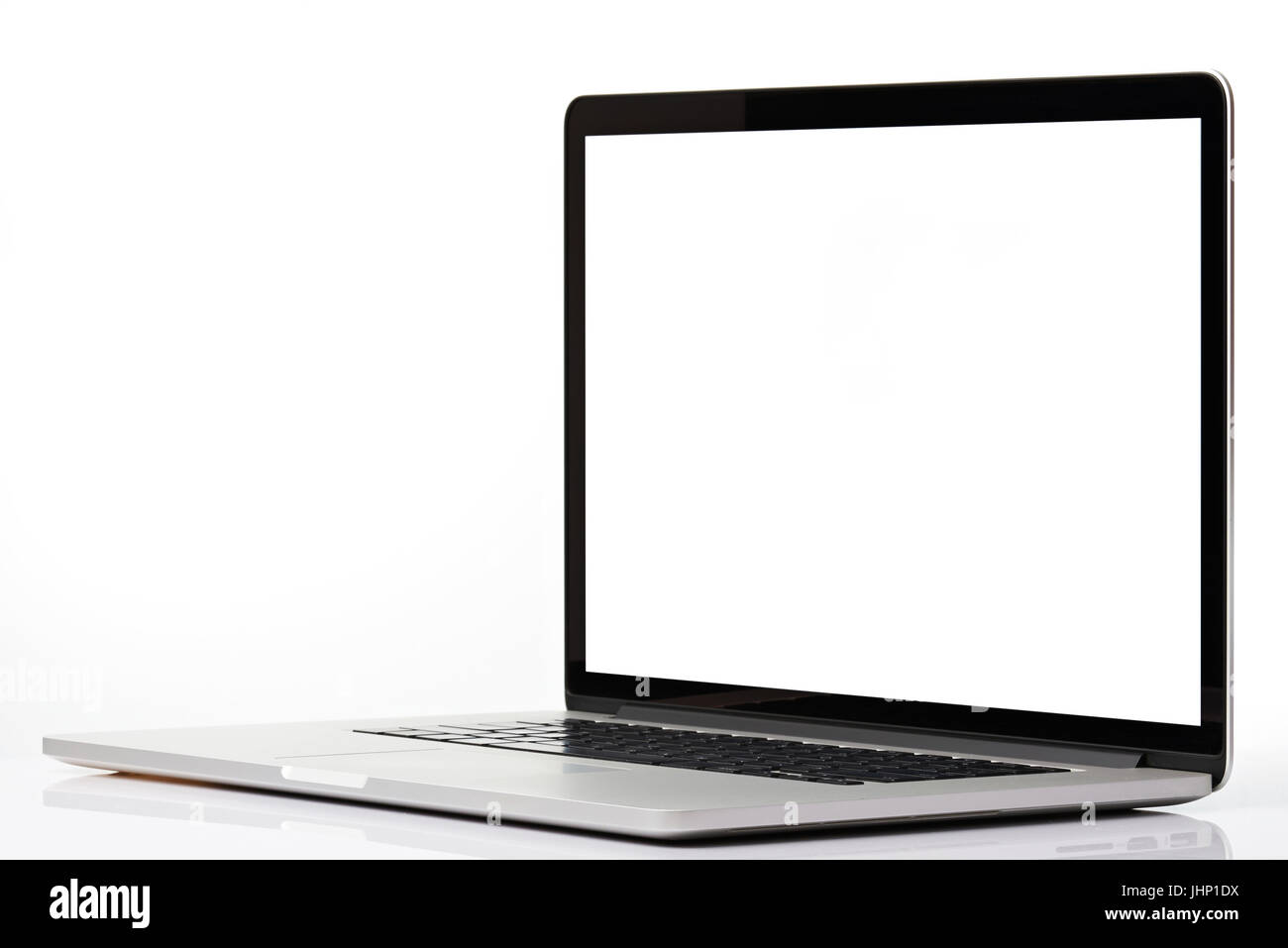 Empty laptop screen perspective view isolated on white background Stock ...
