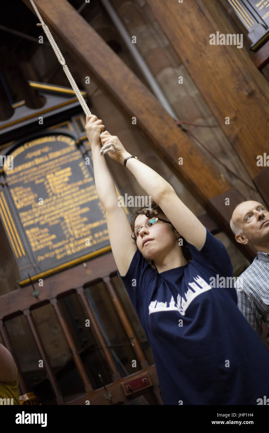 17-year-old Saskia Frisby pictured in 2016 in Worcester Cathedral bell ...