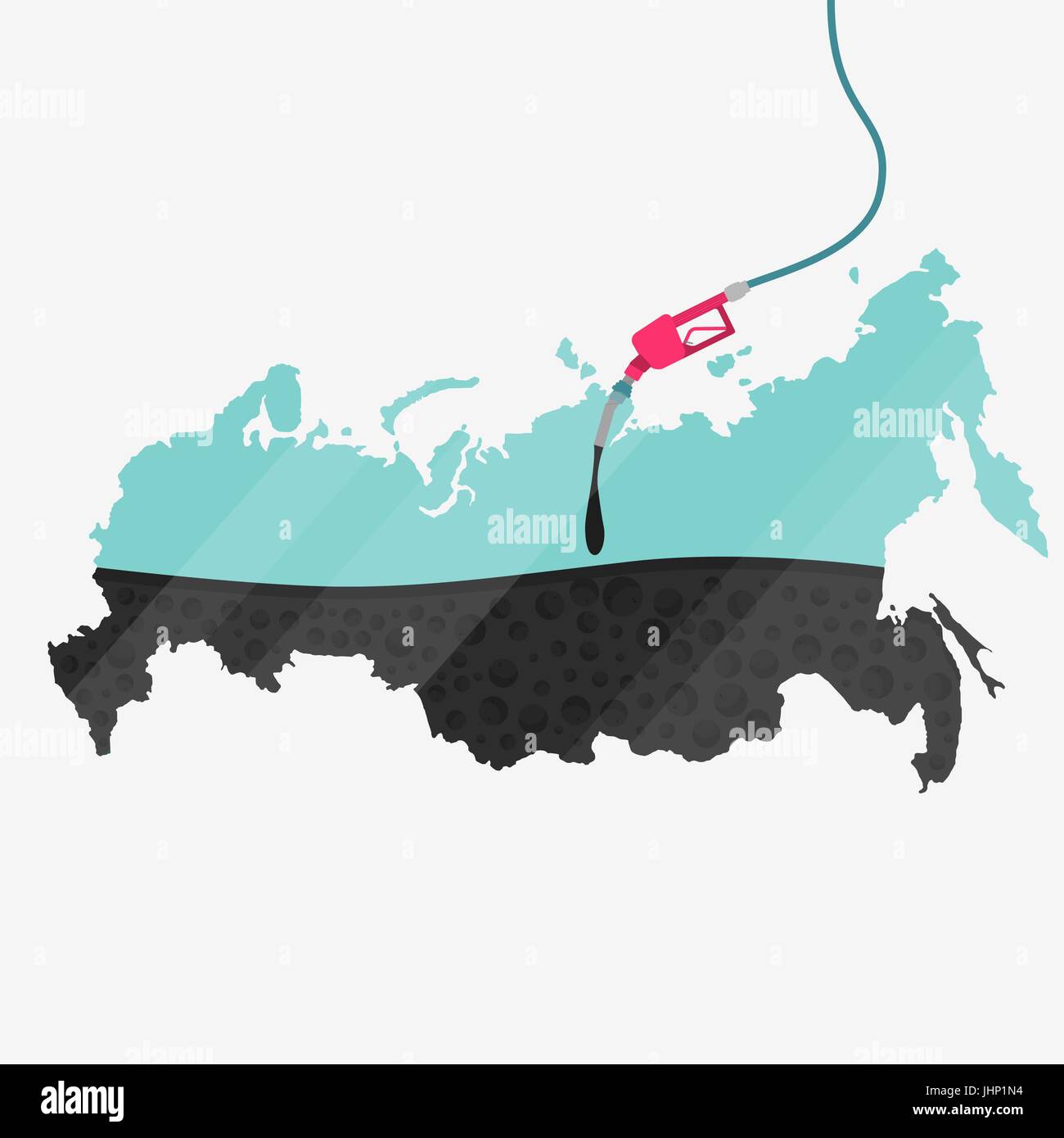Map of Russia being fueled by oil. Gas pump fueled map. On the map ...