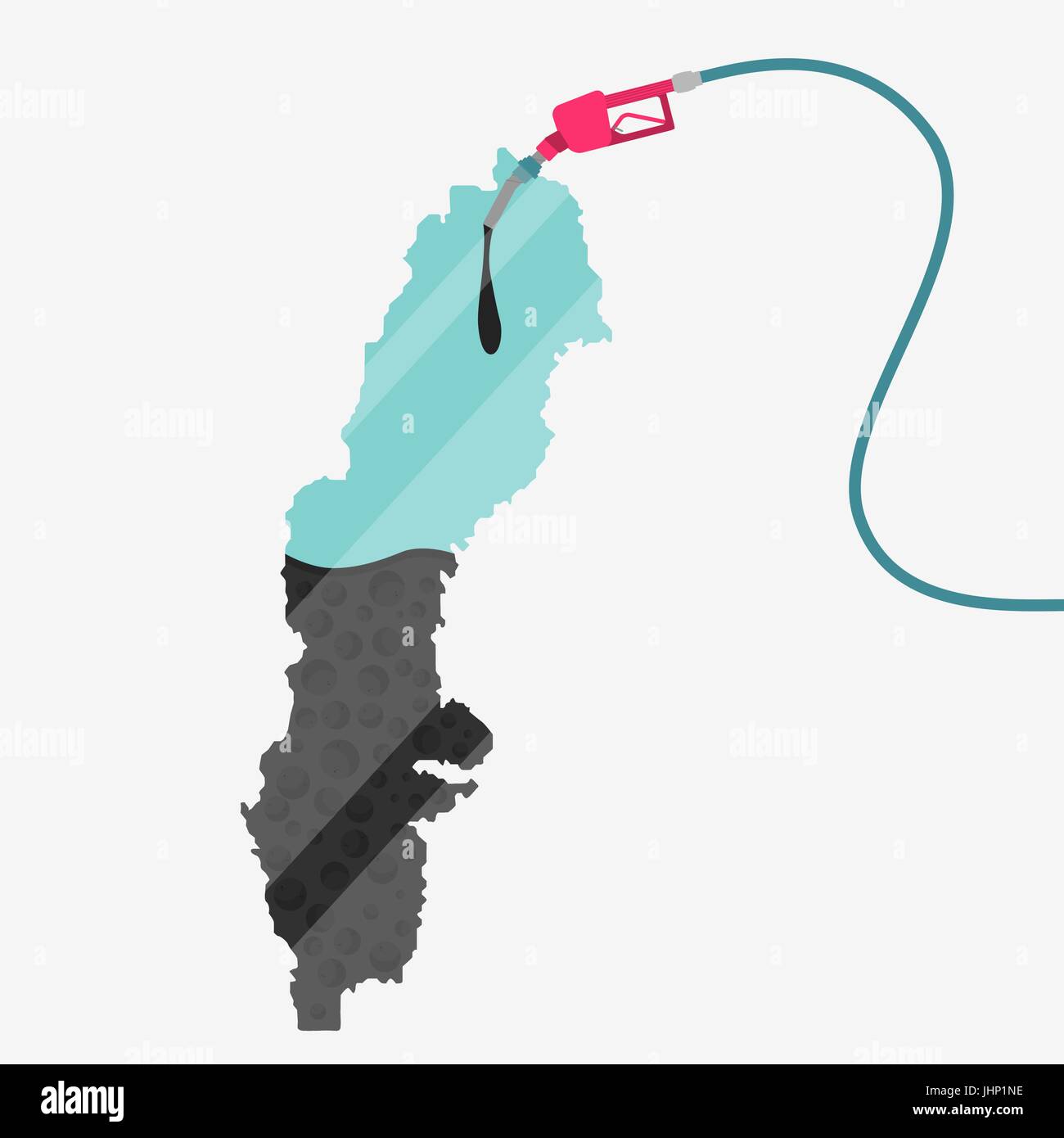 Map of Sweden being fueled by oil. Gas pump fueled map. On the map ...
