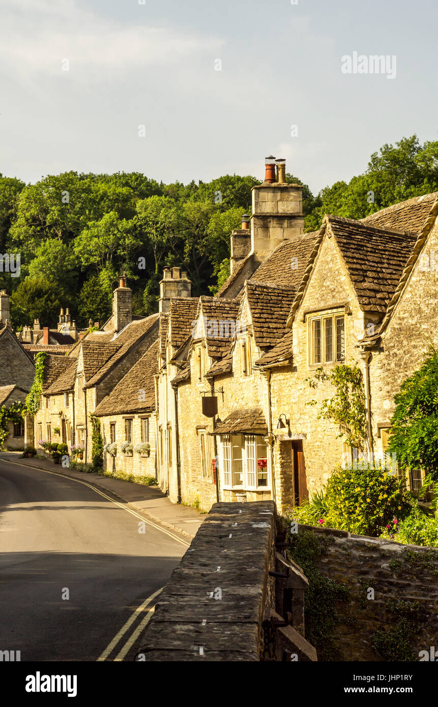 old English town and beautiful historic buildings, old street ...