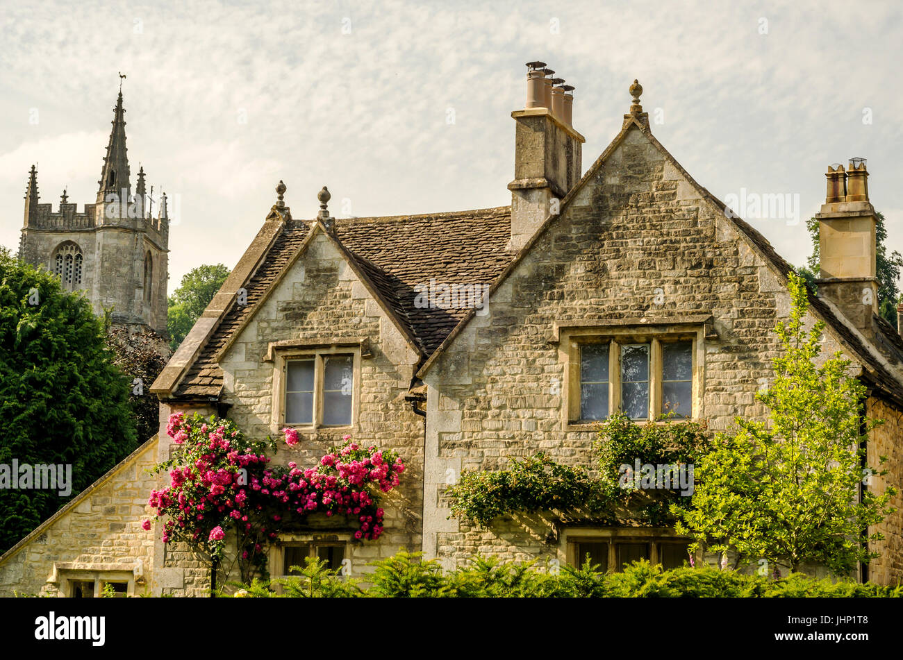 old English town and beautiful historic buildings, old street ...