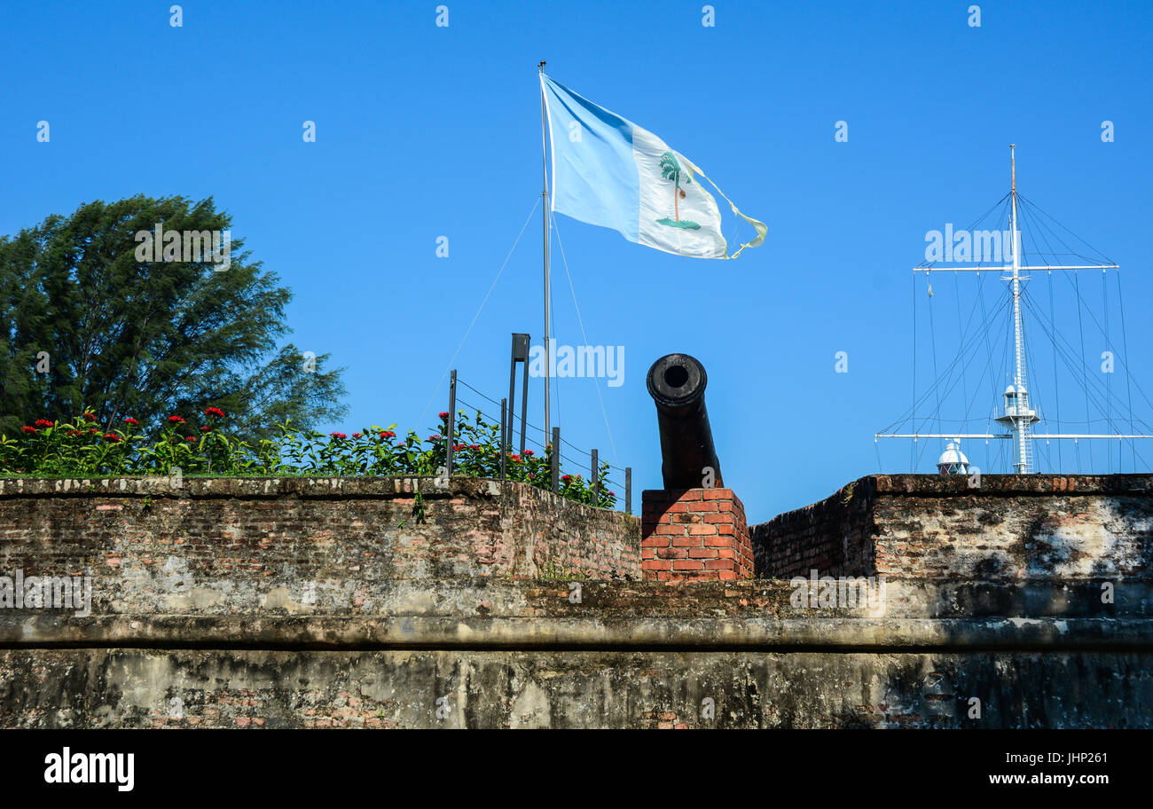 Ancient fort in Penang, Malaysia. Penang is a Malaysian state located ...