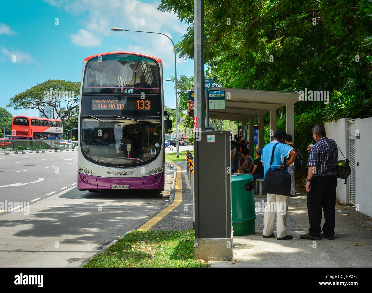 Singapore - Mar 12, 2016. A bus stopping at station in Clark Quay ...