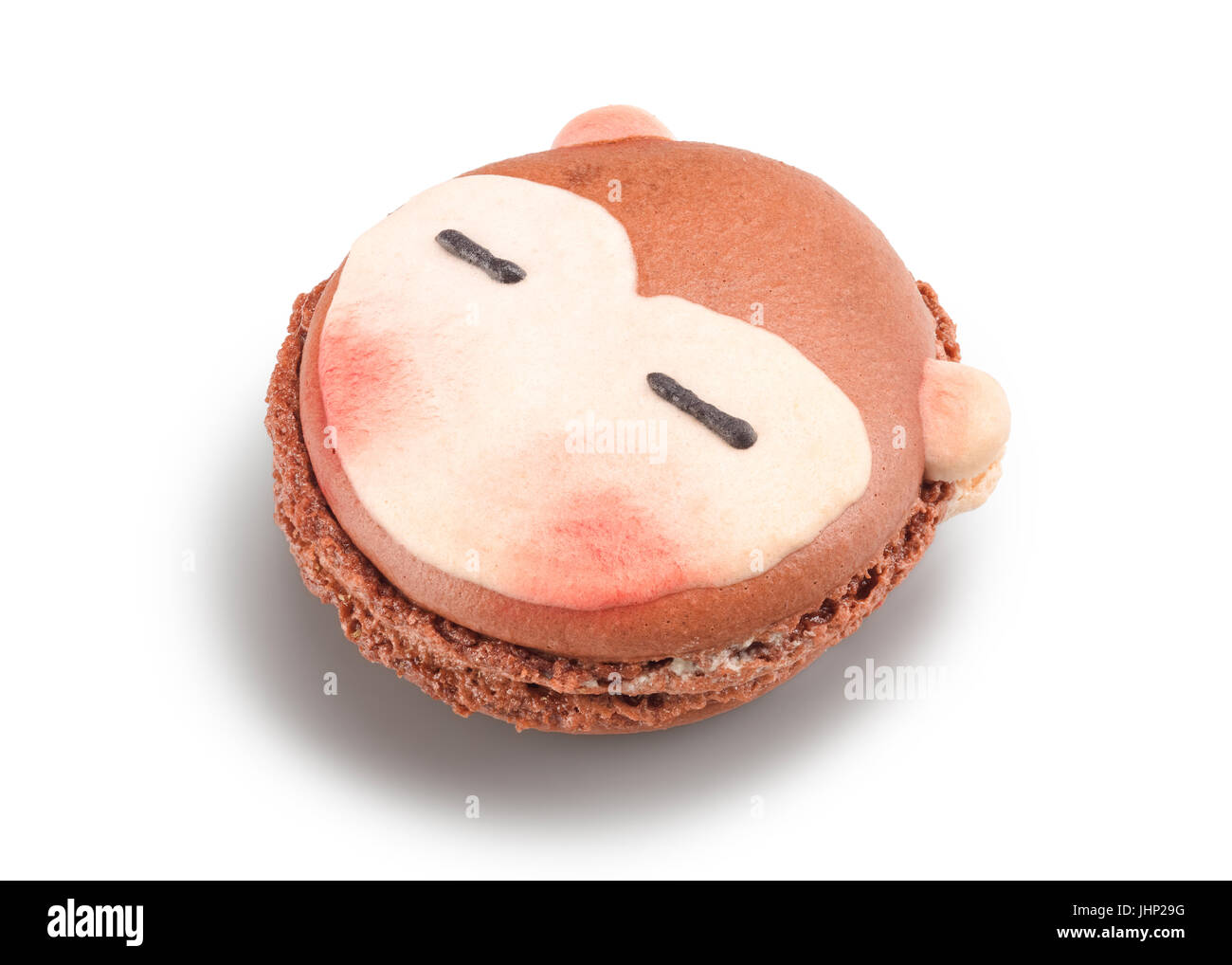 Cute Cartoon Shaped Macaroon Isolated on White Background in Full Depth ...
