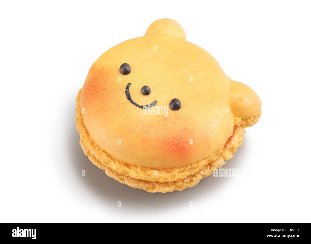 Cute Cartoon Shaped Macaroon Isolated on White Background in Full Depth ...