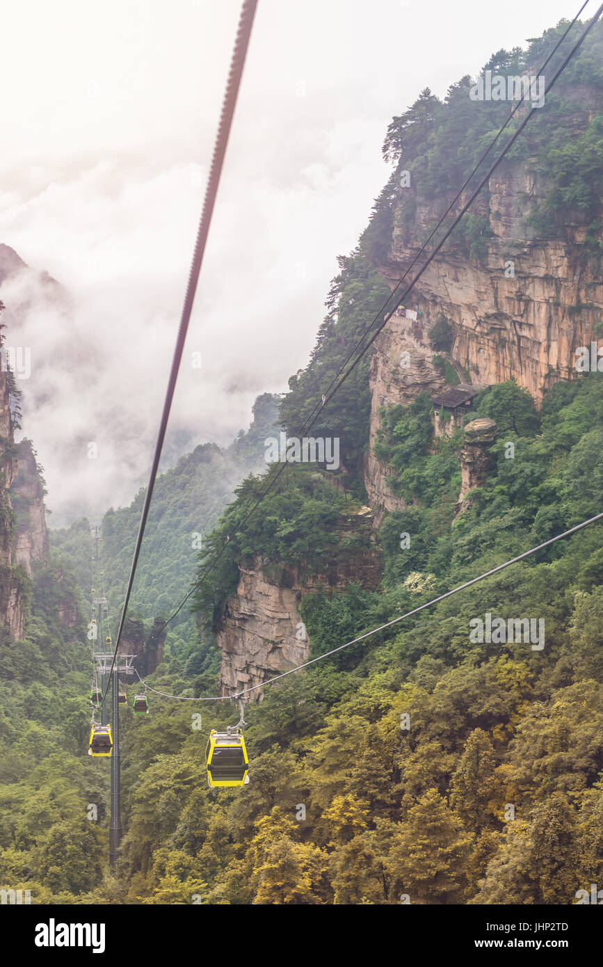 cable car with winding and curves road in Tianmen mountain zhangjiajie ...