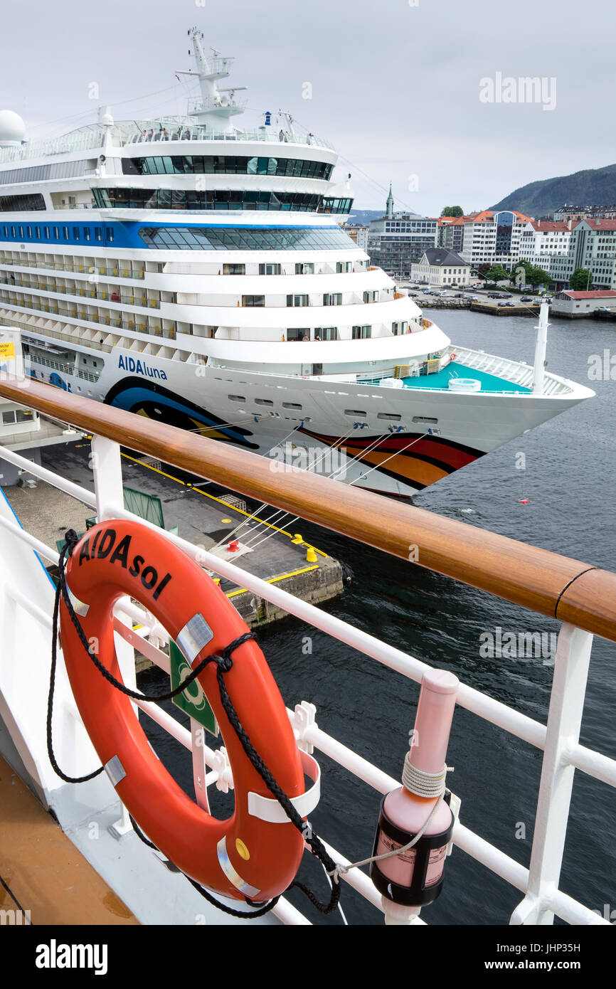 AIDAluna seen from AIDAsol. Both are Sphinx class cruise ships, built ...