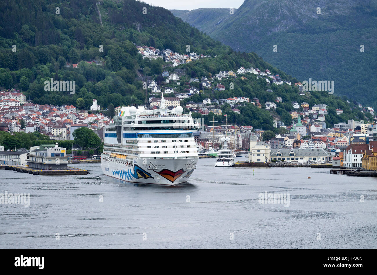 AIDAluna leaving Bergen. AIDAluna is a Sphinx class cruise ship, built ...