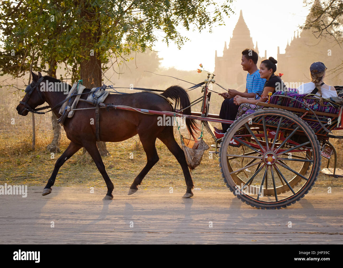Tourists in horse wagon bagan hi-res stock photography and images - Alamy