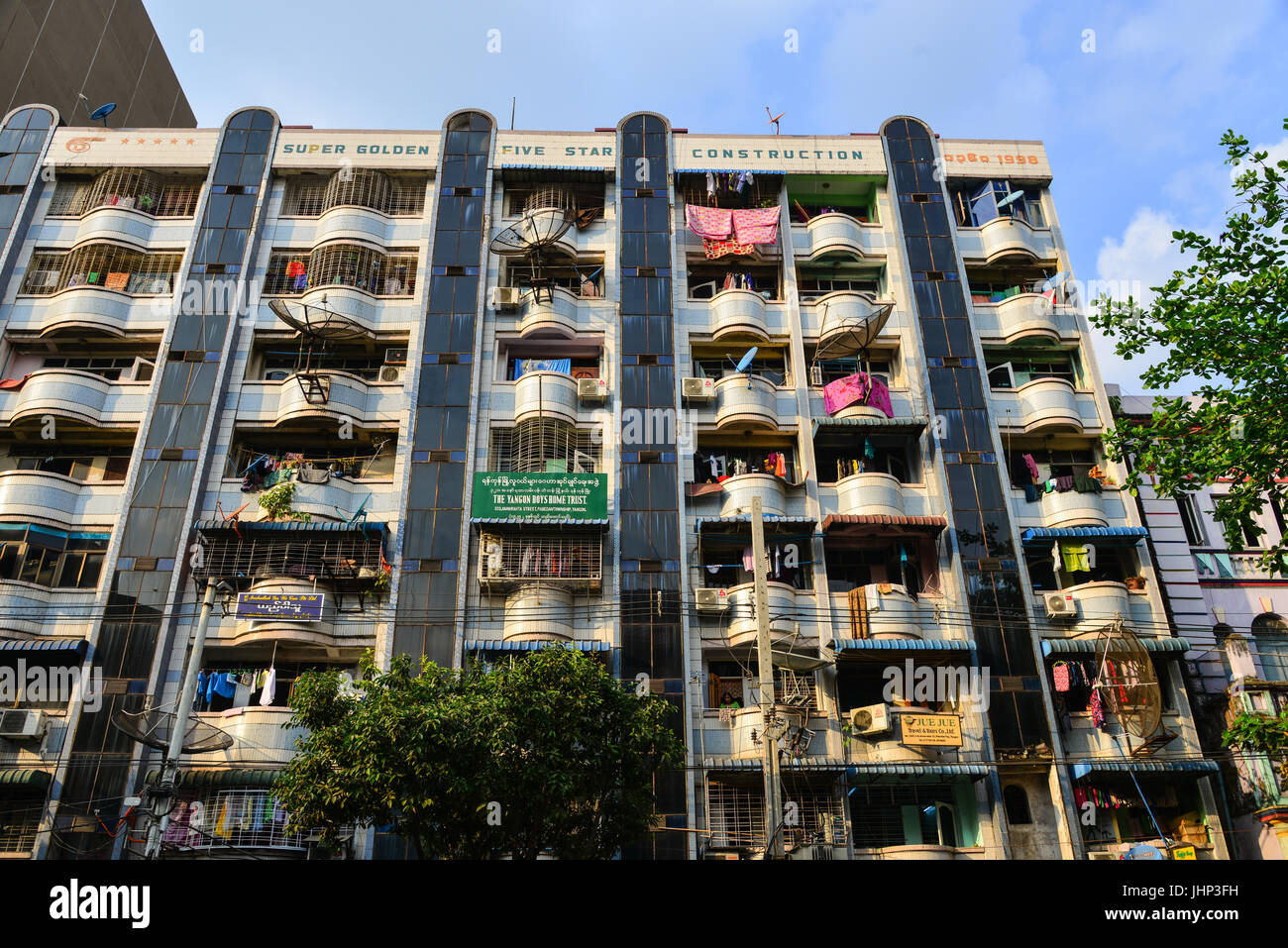 Yangon, Myanmar - Feb 1, 2017. An apartment located in Yangon, Myanmar ...