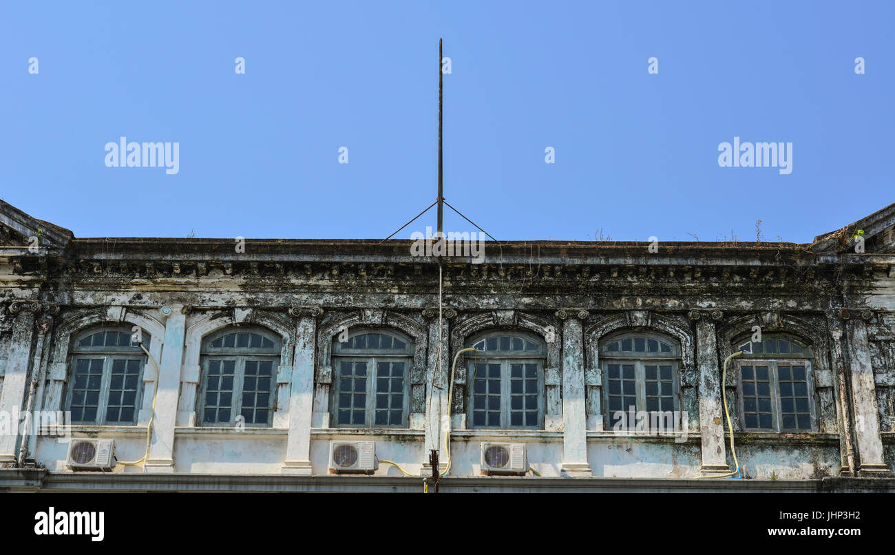 Top of British colonial building at downtown in Yangon, Myanmar. Yangon ...
