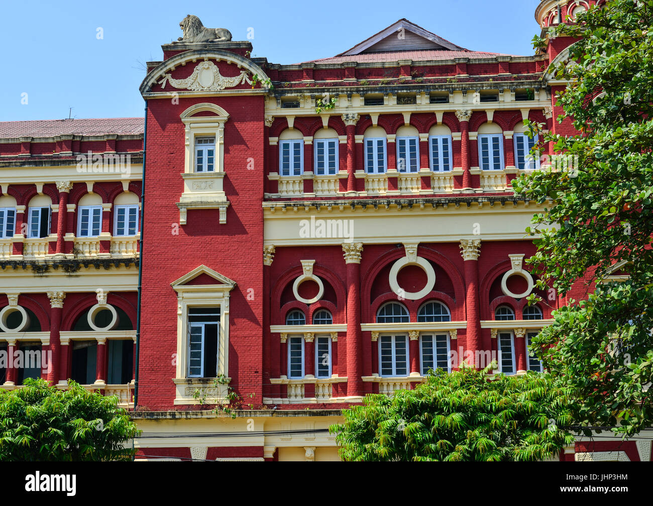 Part of a British colonial building at downtown in Yangon, Myanmar ...