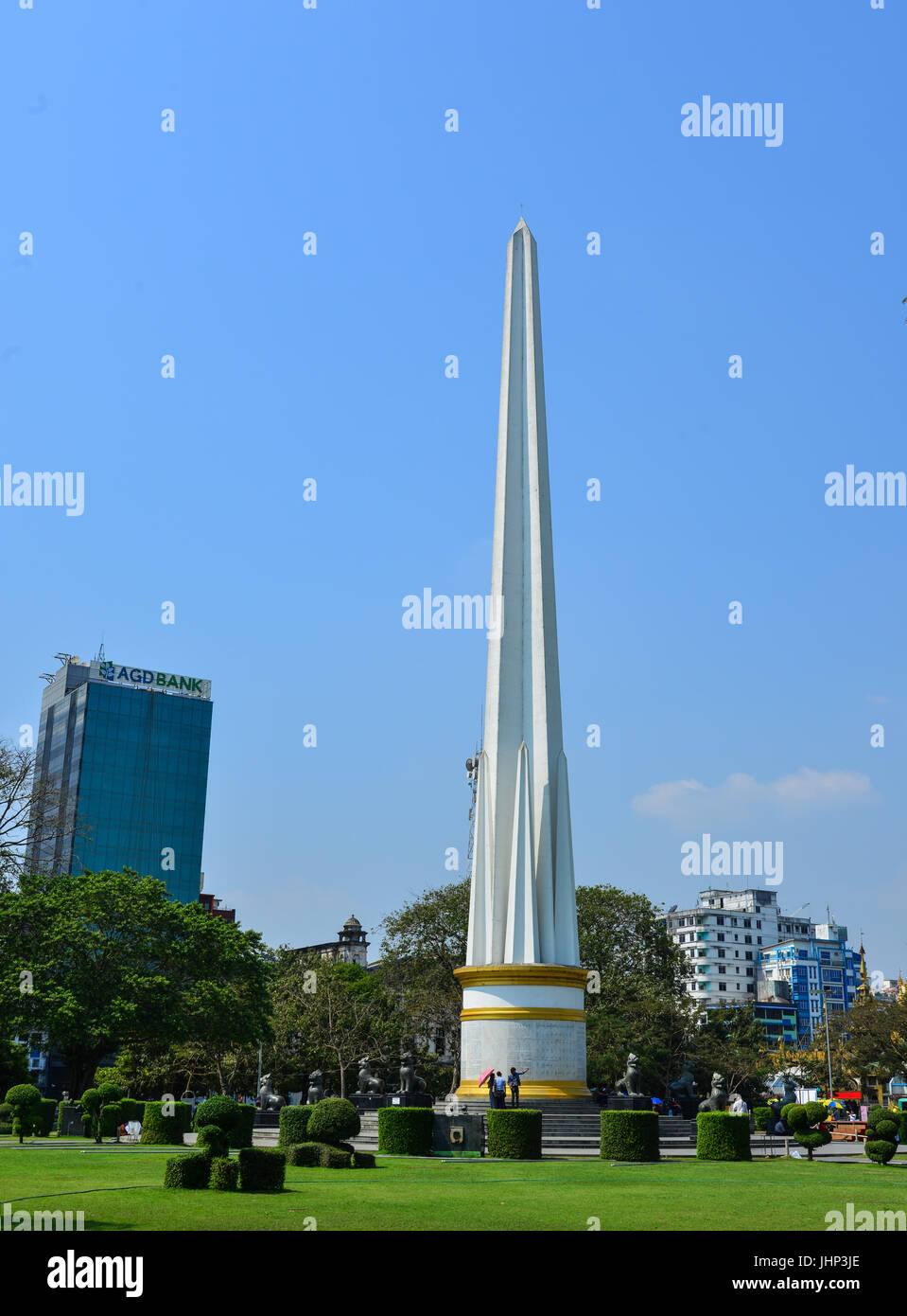 Yangon, Myanmar - Feb 13, 2017. Independence Monument at Mahabandoola ...